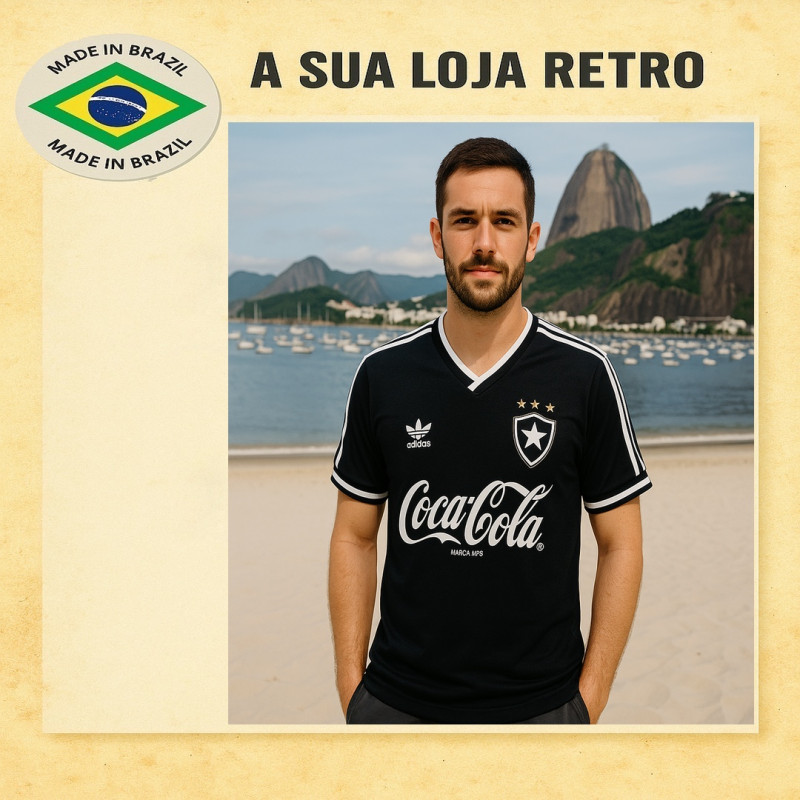 Camisa retrô Botafogo preta logo coca cola 1991