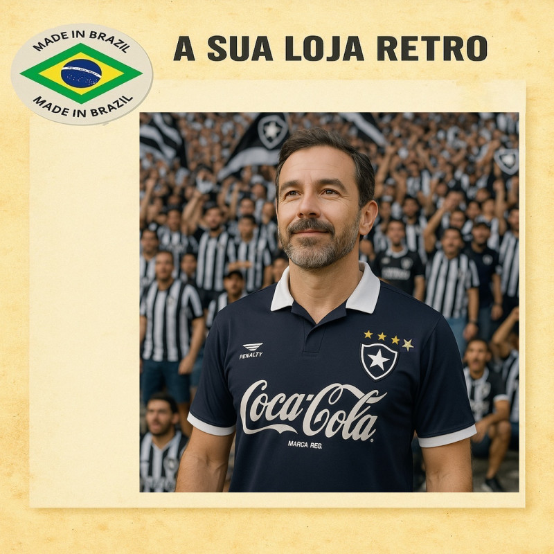 Camisa retrô Botafogo Preta Penalty Coca Cola